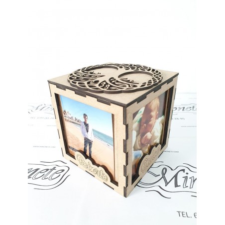 mimonete, caja para fotos, caja de madera personalizada, detalle original
